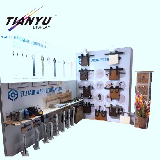 L Shape Aluminum Frame Exhibition Booth with Lighting Textile Printing ...